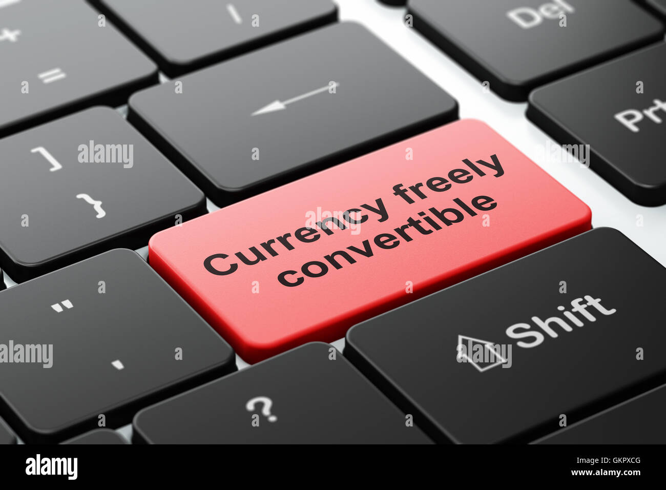 Currency concept: Currency freely Convertible on computer keyboard ...