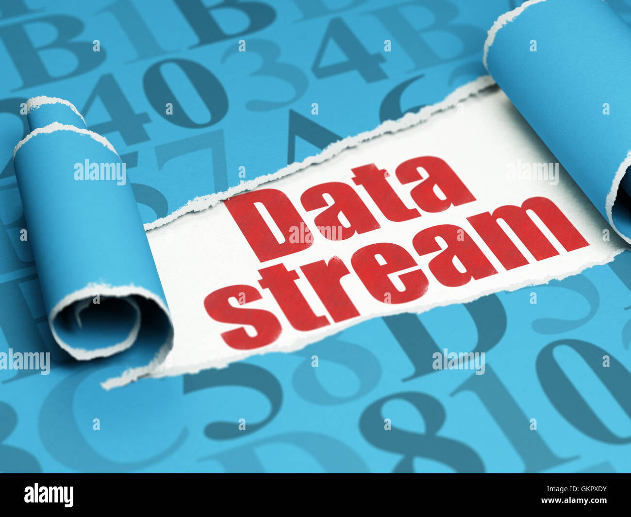 Data concept: red text Data Stream under the piece of torn paper Stock ...