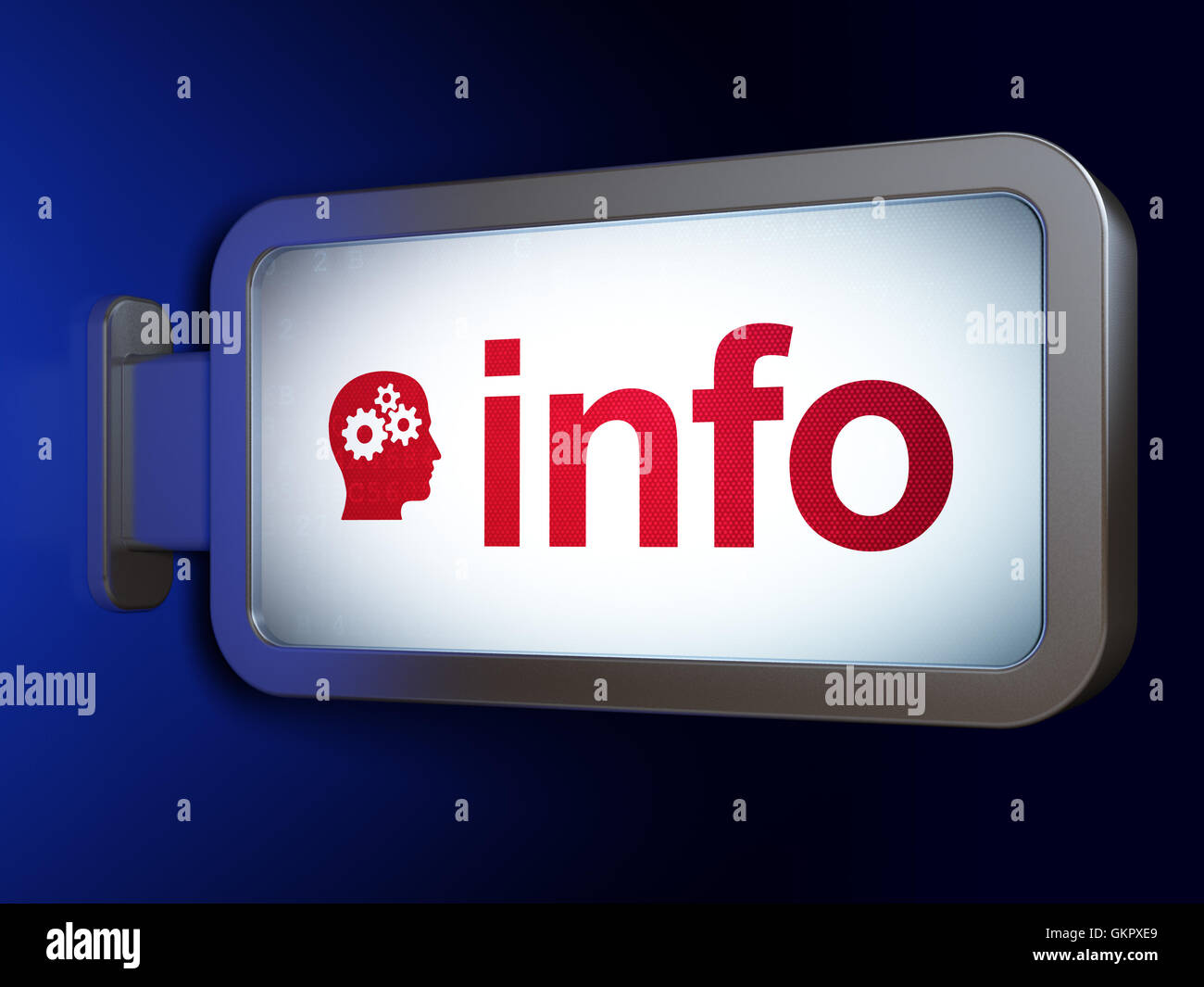 Information concept: Info and Head With Gears on billboard background ...