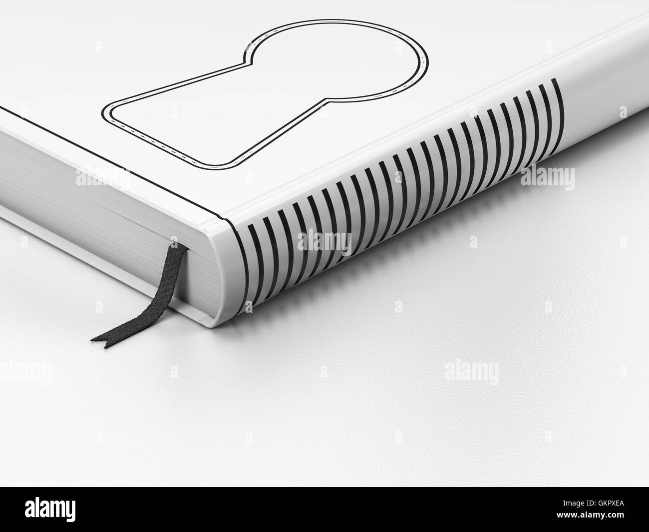 Information concept: closed book, Keyhole on white background Stock ...