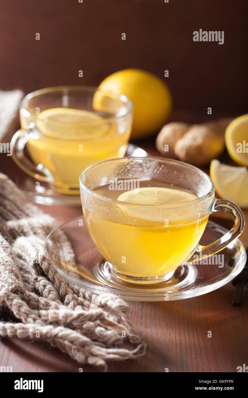 hot lemon ginger tea in glass cup Stock Photo - Alamy