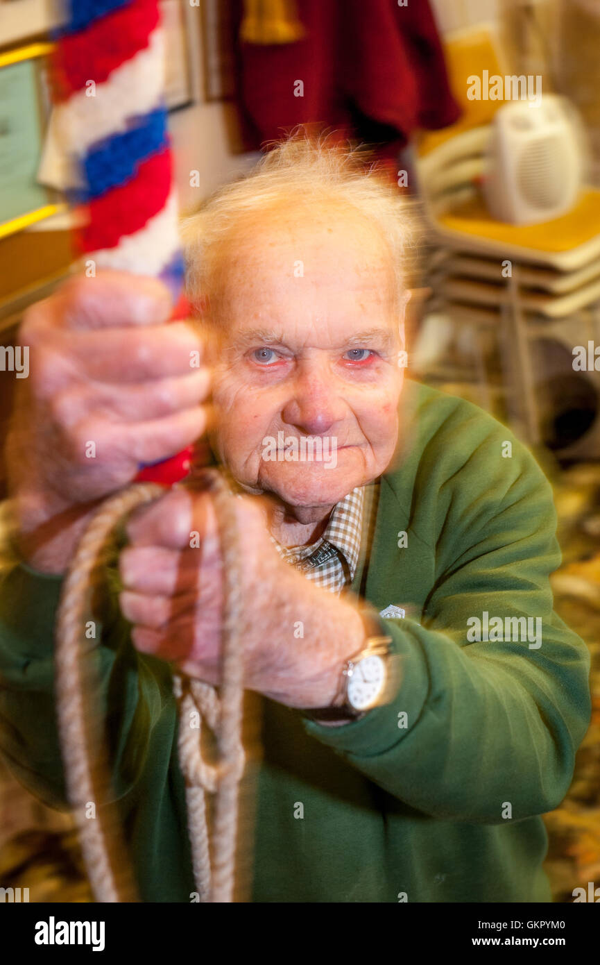 Frank Brooks, aged 99, the country's oldest campanologist, ringing the ...