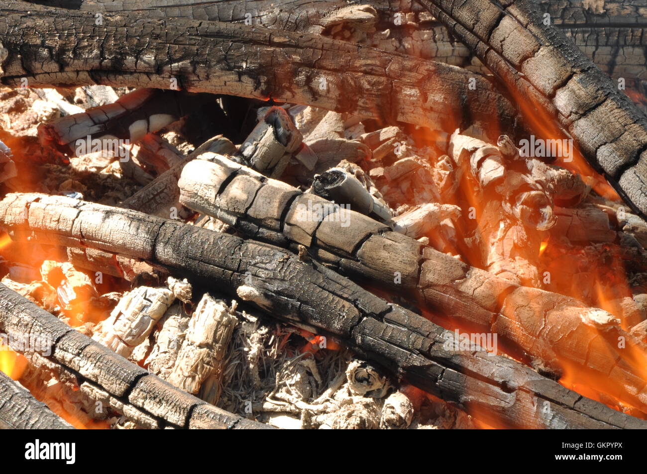 Calm red and orange fire of campfire Stock Photo - Alamy