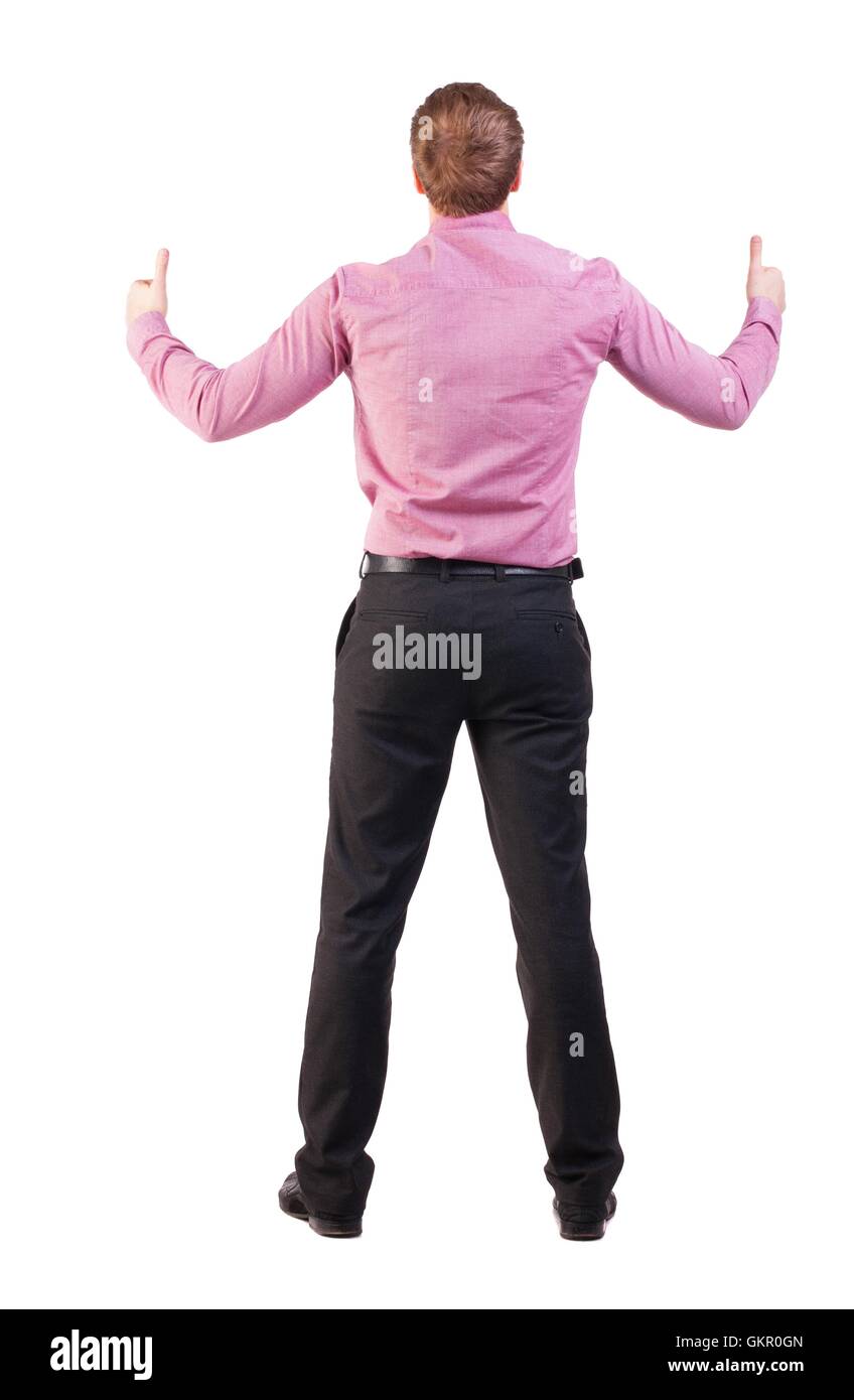 Back view of business man shows thumbs up Stock Photo - Alamy