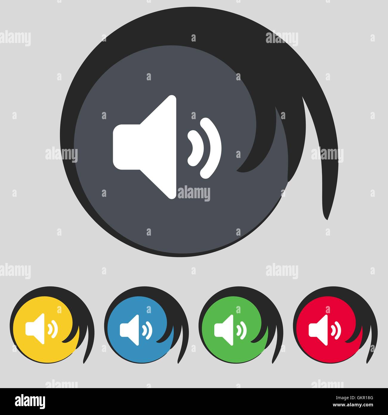 Speaker volume, Sound icon sign. Symbol on five colored buttons. Vector ...