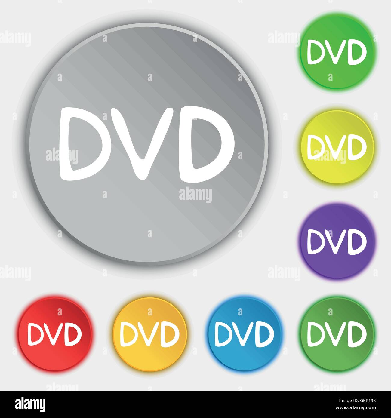 dvd icon sign. Symbol on five flat buttons. Vector Stock Vector Image ...