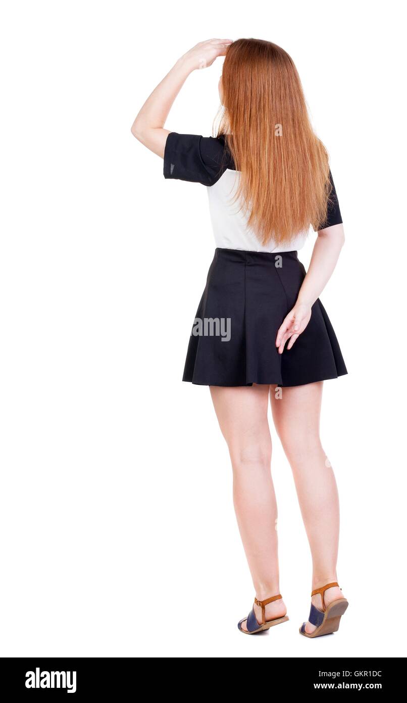 back view of standing young beautiful woman Stock Photo - Alamy