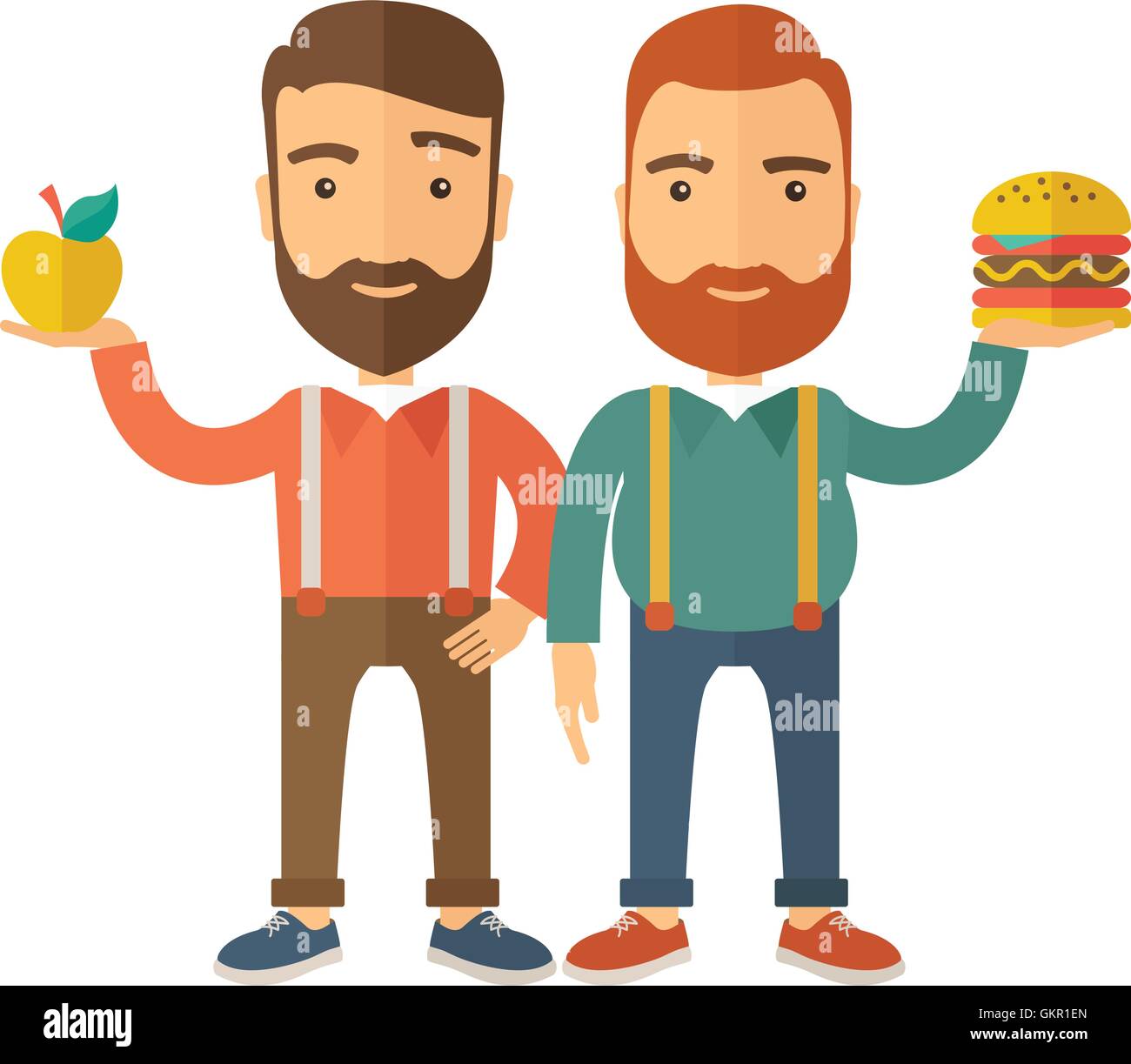 Two businessmen comparing apple to hamburger Stock Vector Image & Art ...