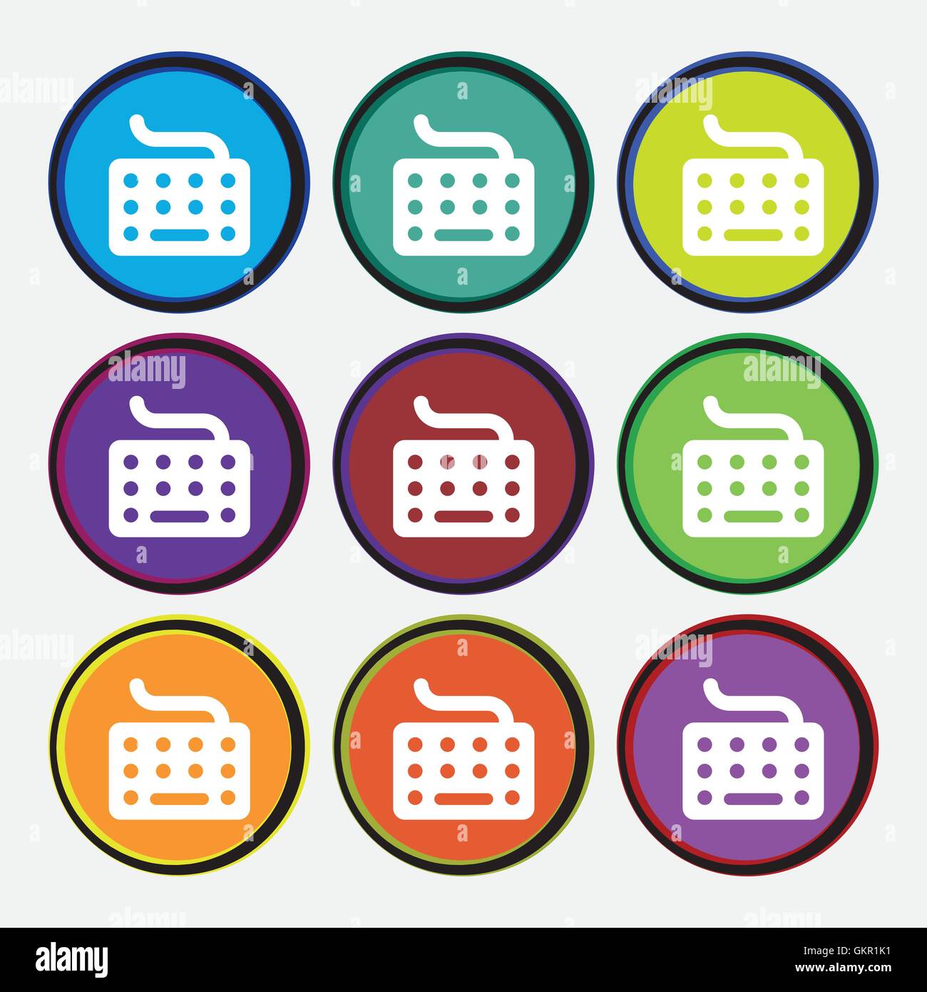 keyboard icon sign. Nine multi colored round buttons. Vector Stock ...