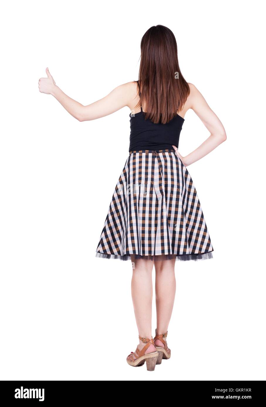 Back view of woman thumbs up Stock Photo - Alamy