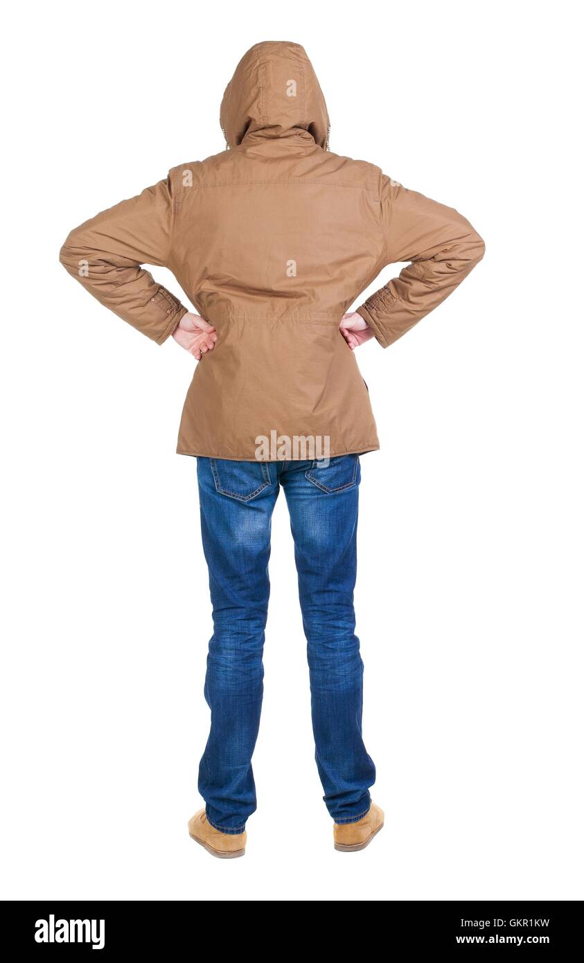 Back view of handsome man in winter jacket looking up Stock Photo - Alamy