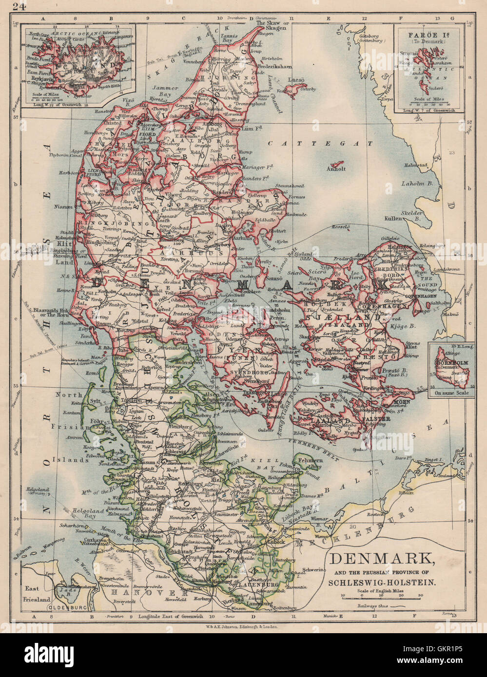 DENMARK SLESVIG-HOLSTEN. Prussian Schleswig-Holstein. JOHNSTON, 1895 ...