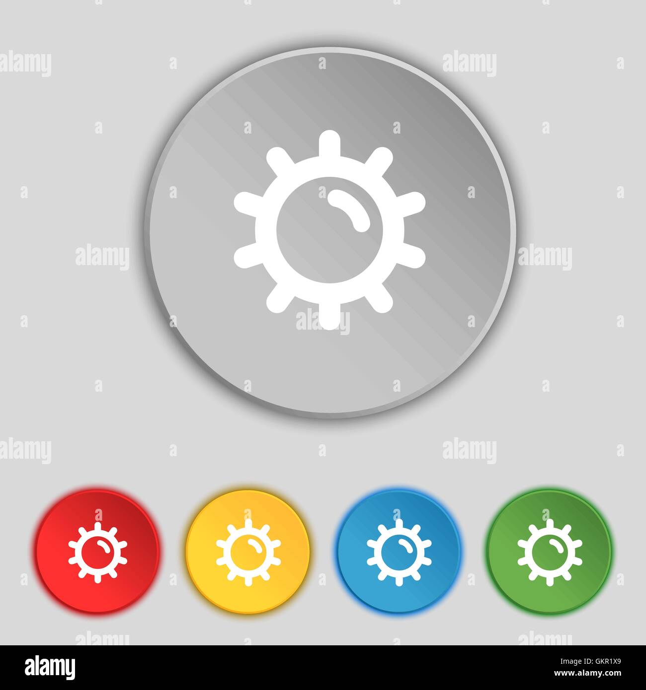 Sun icon sign. Symbol on five flat buttons. Vector Stock Vector Image ...