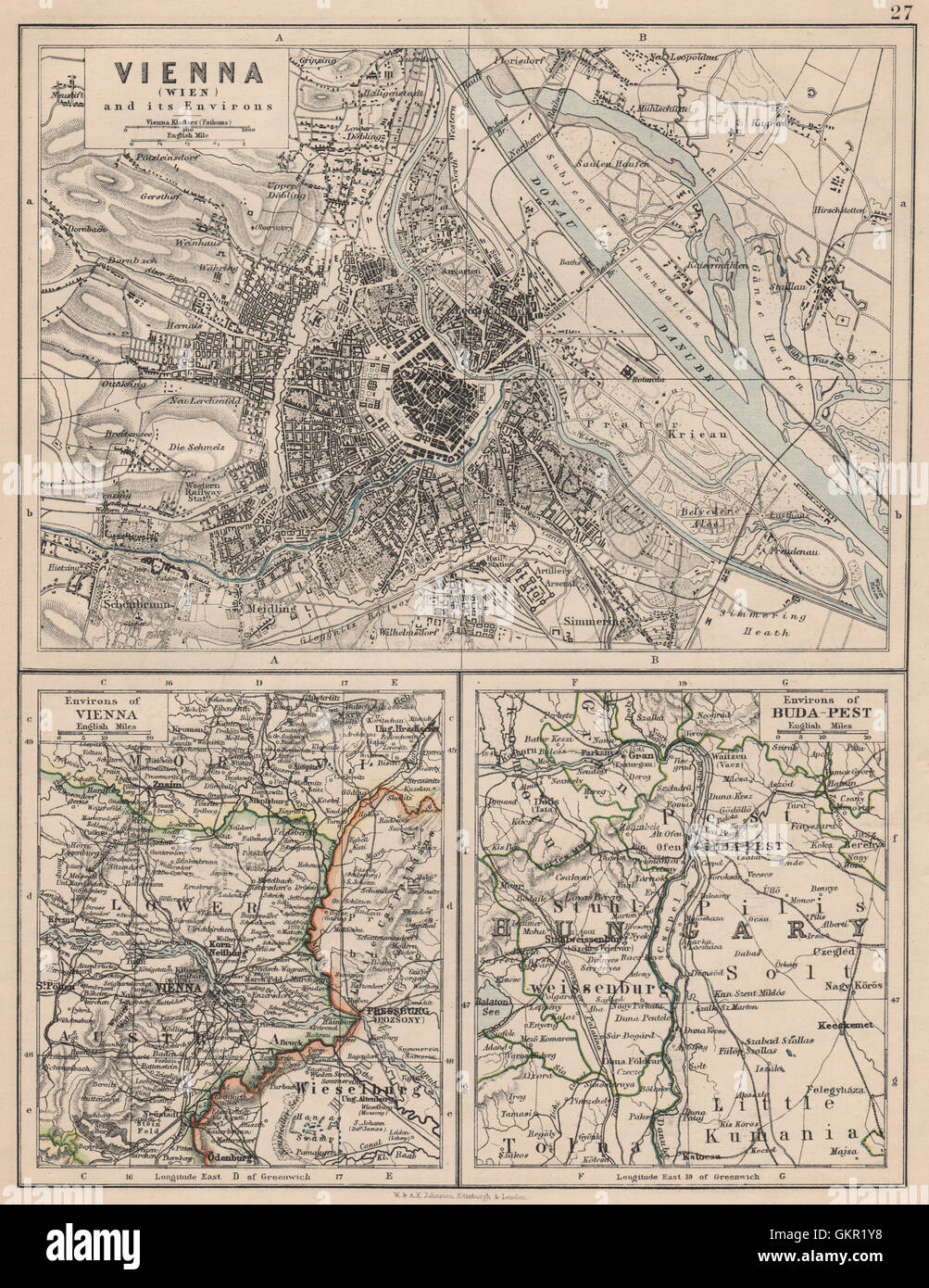 VIENNA. City plan & environs. Also Budapest environs. Austria-Hungary ...