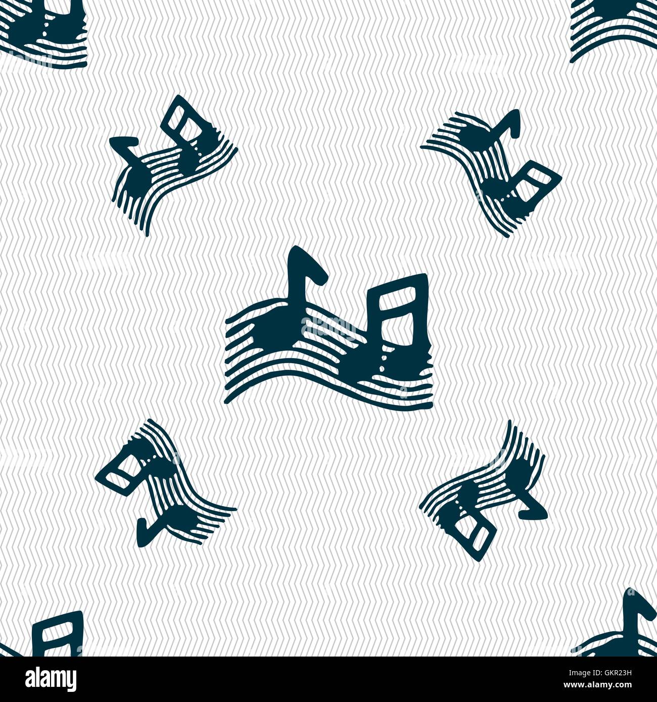 musical note, music, ringtone icon sign. Seamless pattern with ...