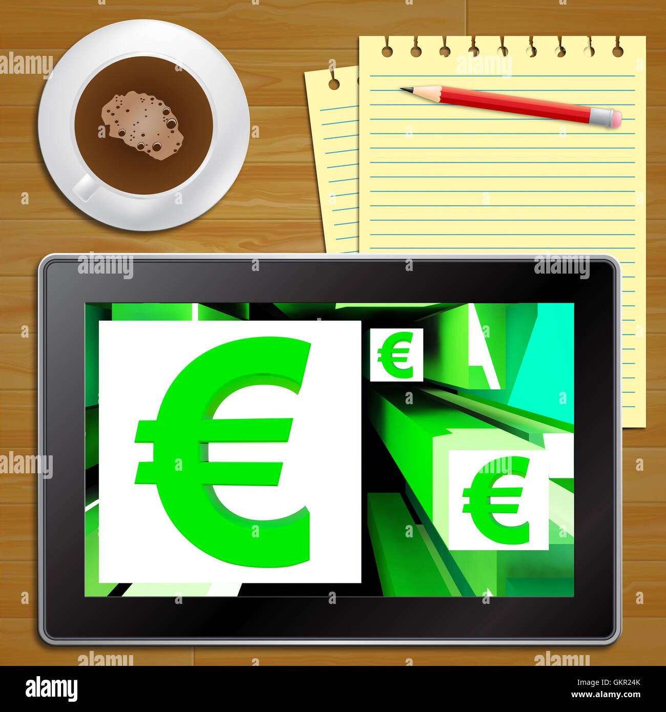 Euro Symbol Showing European Forex Tablet 3d Illustration Stock Photo ...