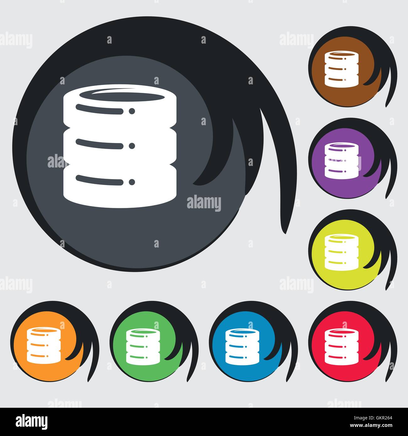 hard disk icon sign. Symbol on eight colored buttons. Vector Stock ...