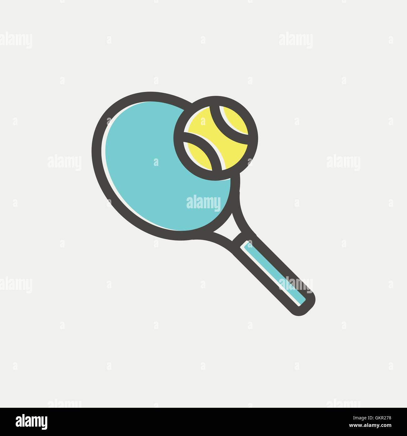 Tennis racket and ball thin line icon Stock Vector Image & Art - Alamy