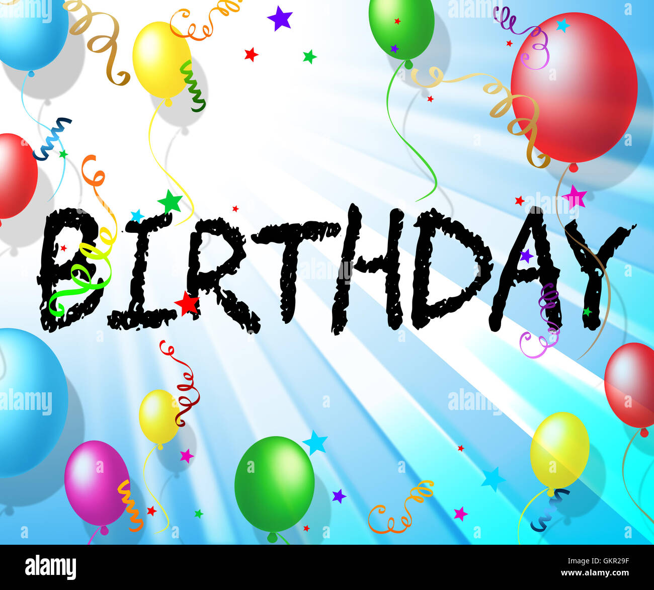 Birthday Balloons Indicating Congratulations Celebrate 3d Illustration ...