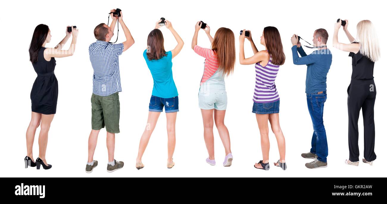 Back view group of people photographed attractions Stock Photo - Alamy