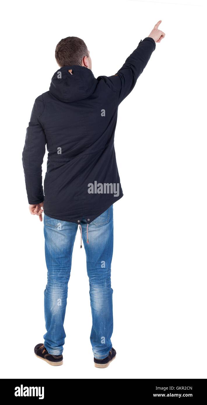 Back view of pointing young men Stock Photo - Alamy