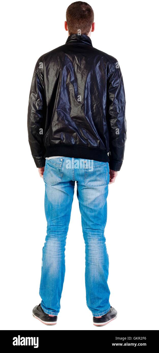 Back view of handsome man in jacket looking up Stock Photo - Alamy