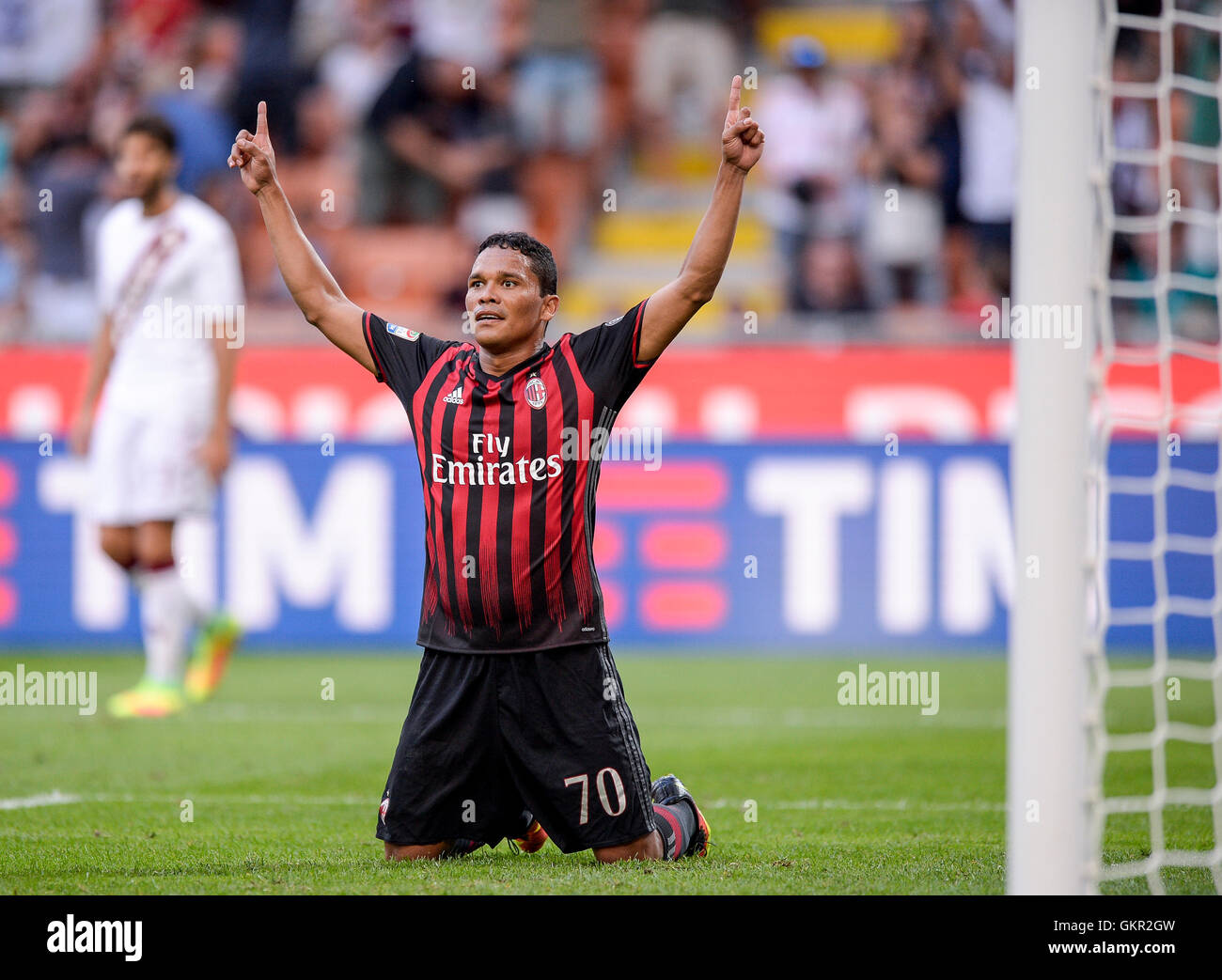 Milan, Italy. 21st Aug, 2016. Carlos Bacca celebrates after scoring ...