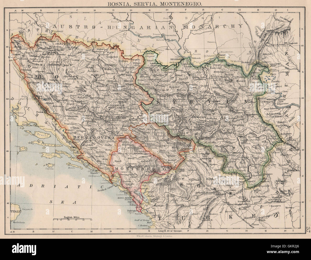 BOSNIA SERVIA MONTENEGRO. Balkans Serbia Croatia Herzegovina.JOHNSTON ...