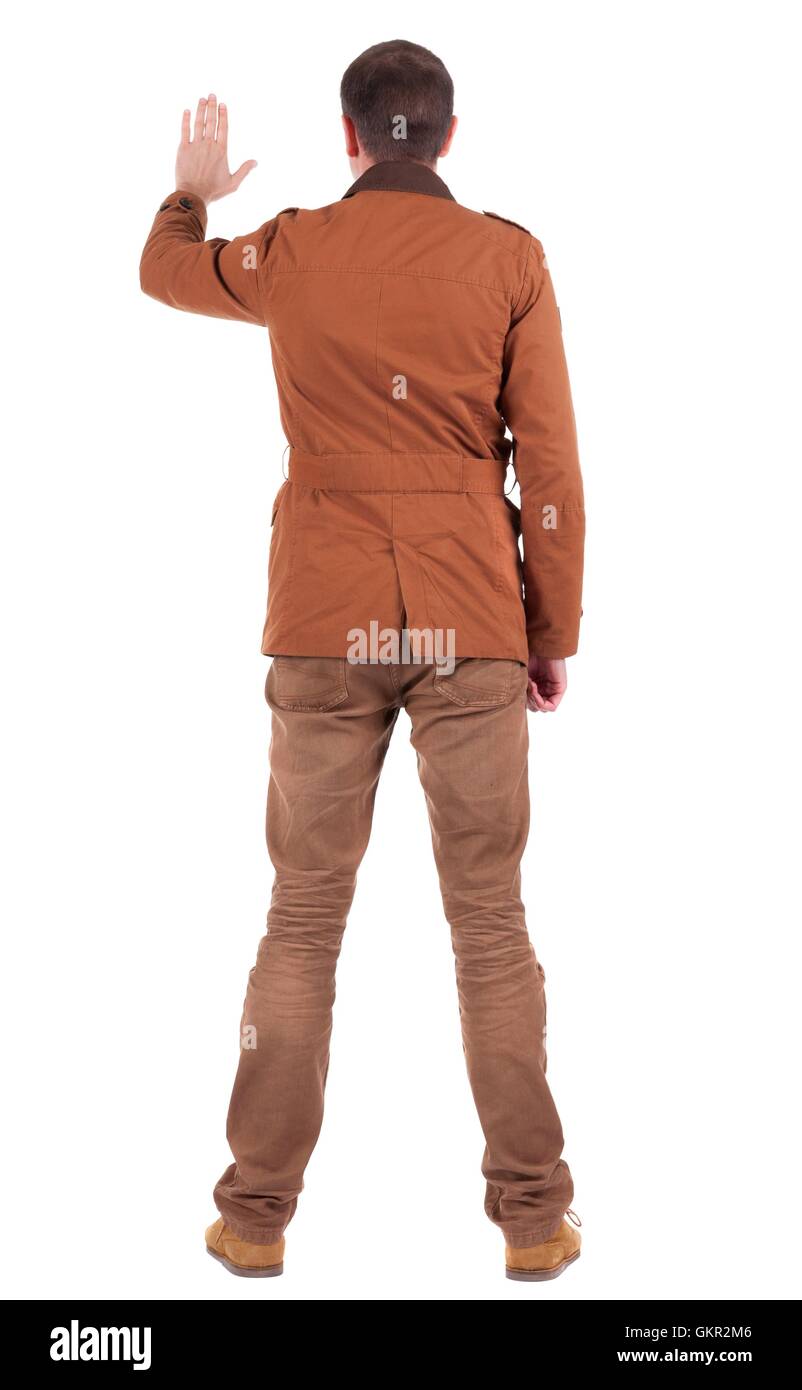 Man black jacket backwards hi-res stock photography and images - Alamy