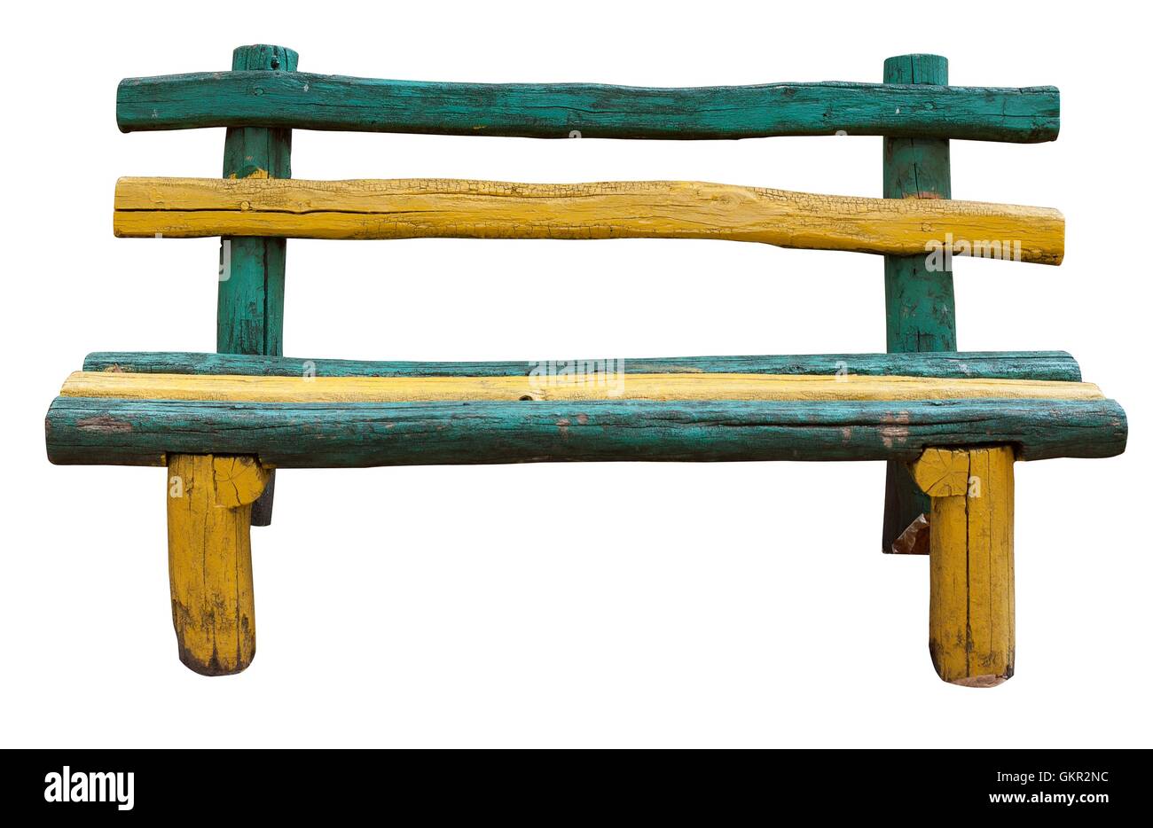 Ancient rural bench from logs Stock Photo - Alamy