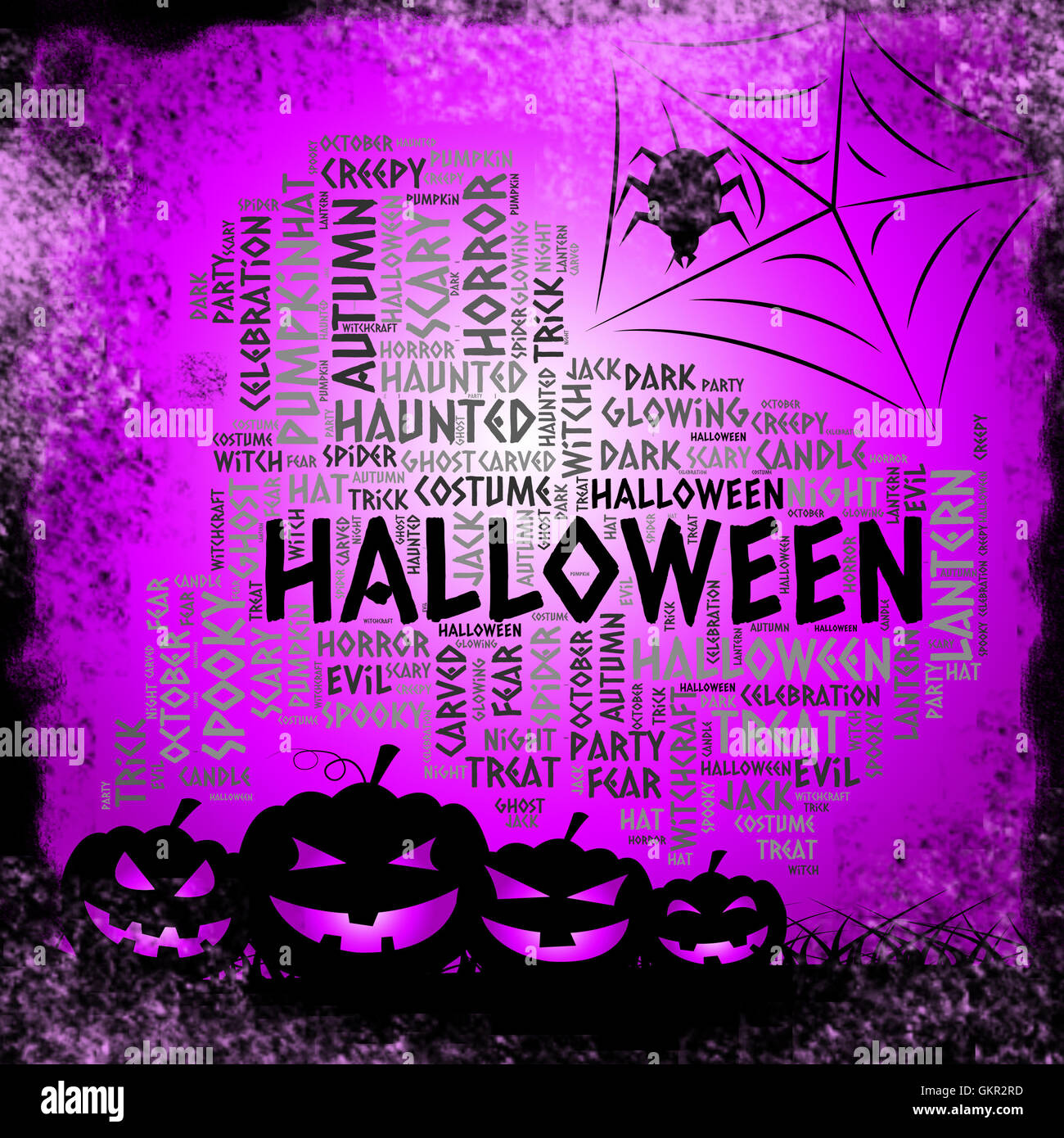 Halloween Words Representing Spooky Haunted And Ghost Stock Photo - Alamy