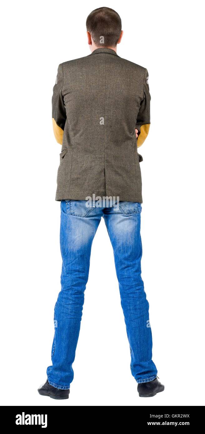Back view of business man in jacket Stock Photo - Alamy