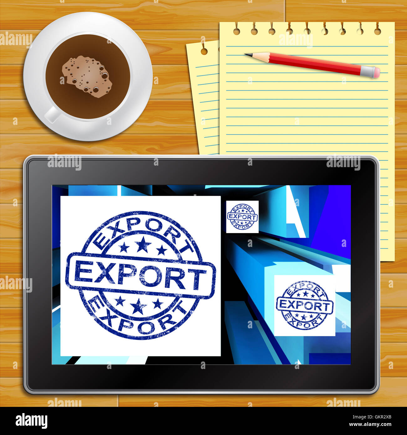 Export Tablet Shows Worldwide Shipping 3d Illustration Stock Photo - Alamy