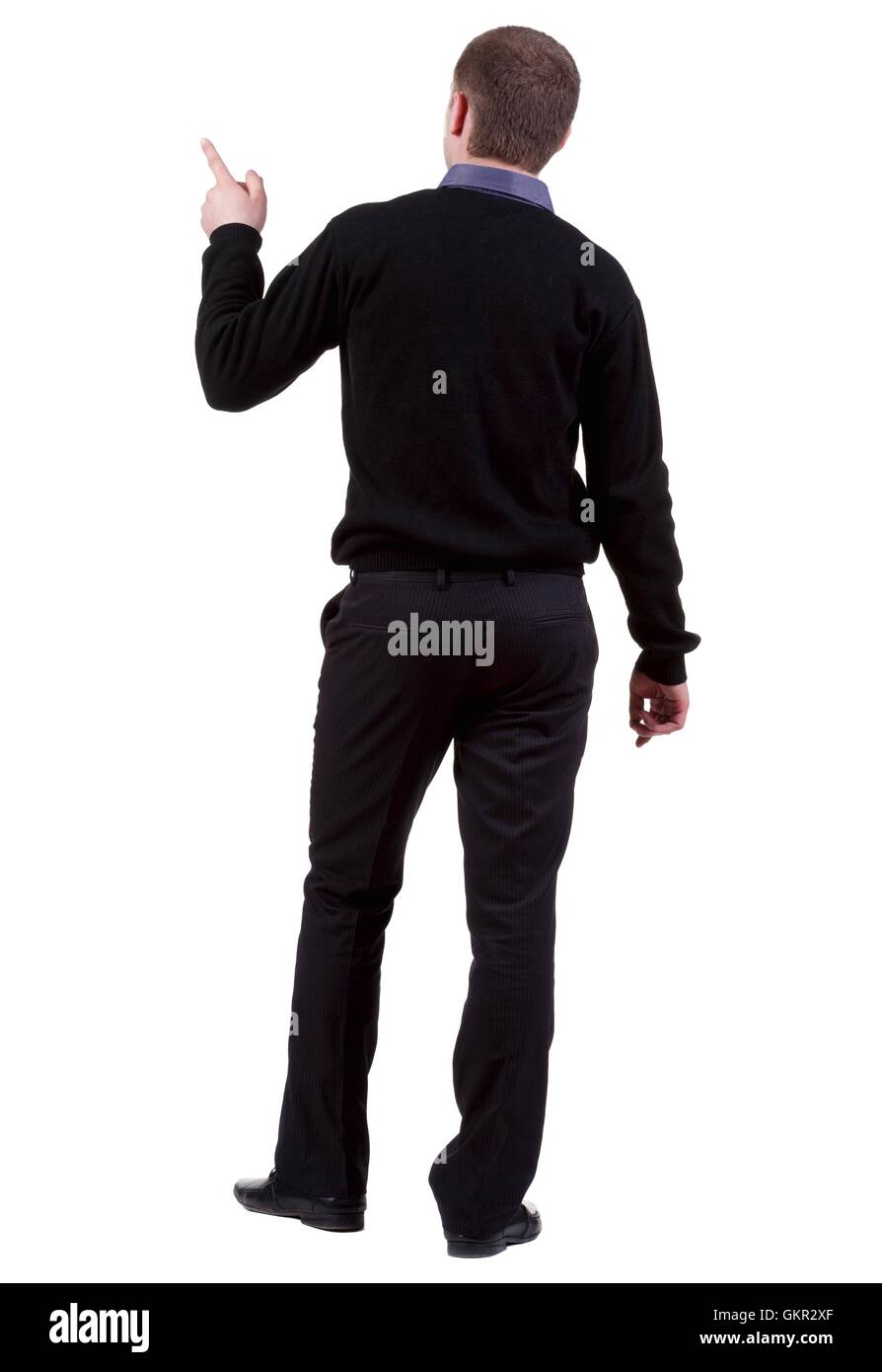 Back view of pointing business man Stock Photo - Alamy