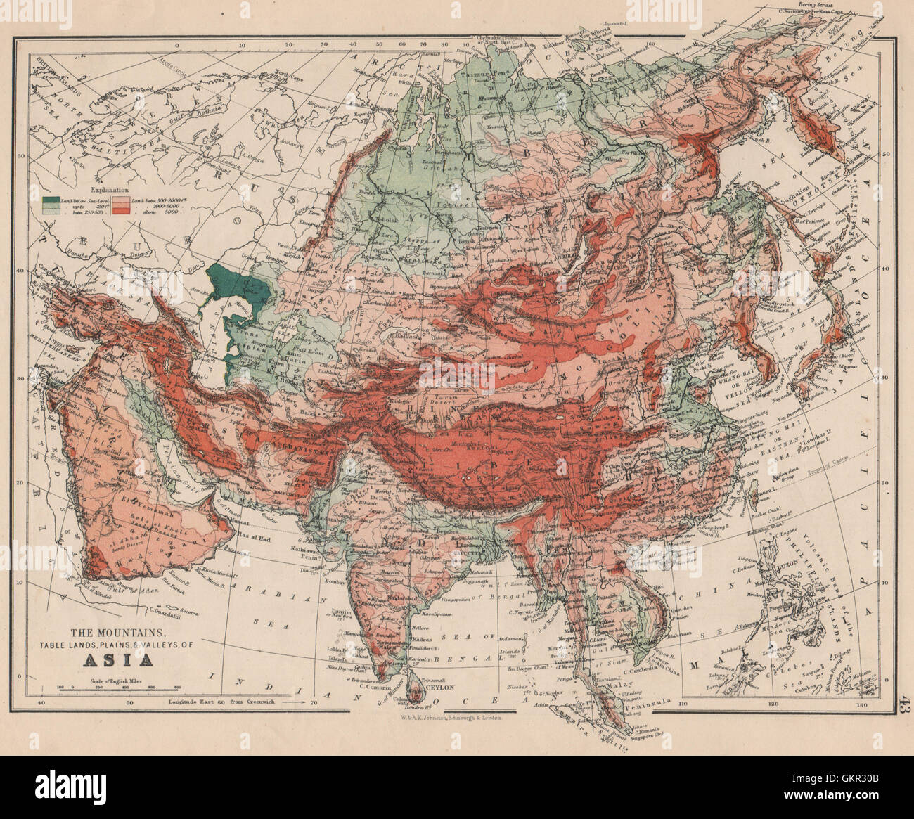 Physical Map Of Asia With Mountains