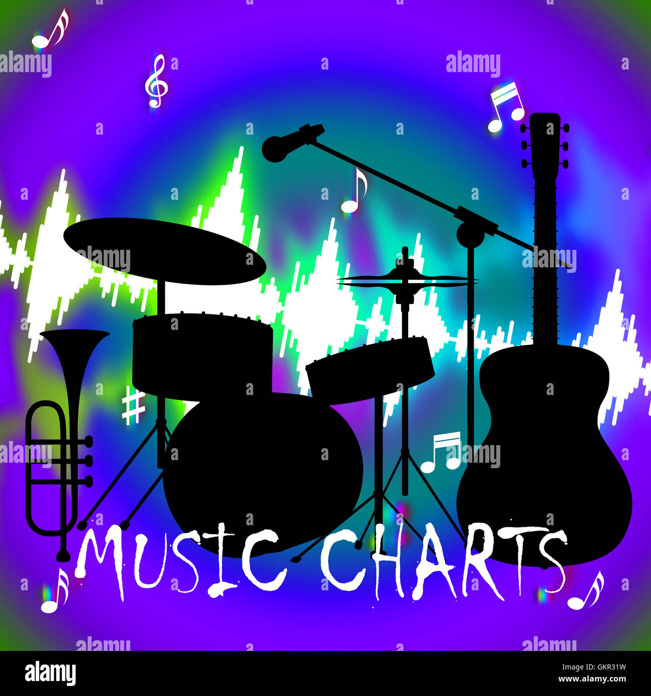 Music Charts Showing Hit Parade And Songs Stock Photo - Alamy