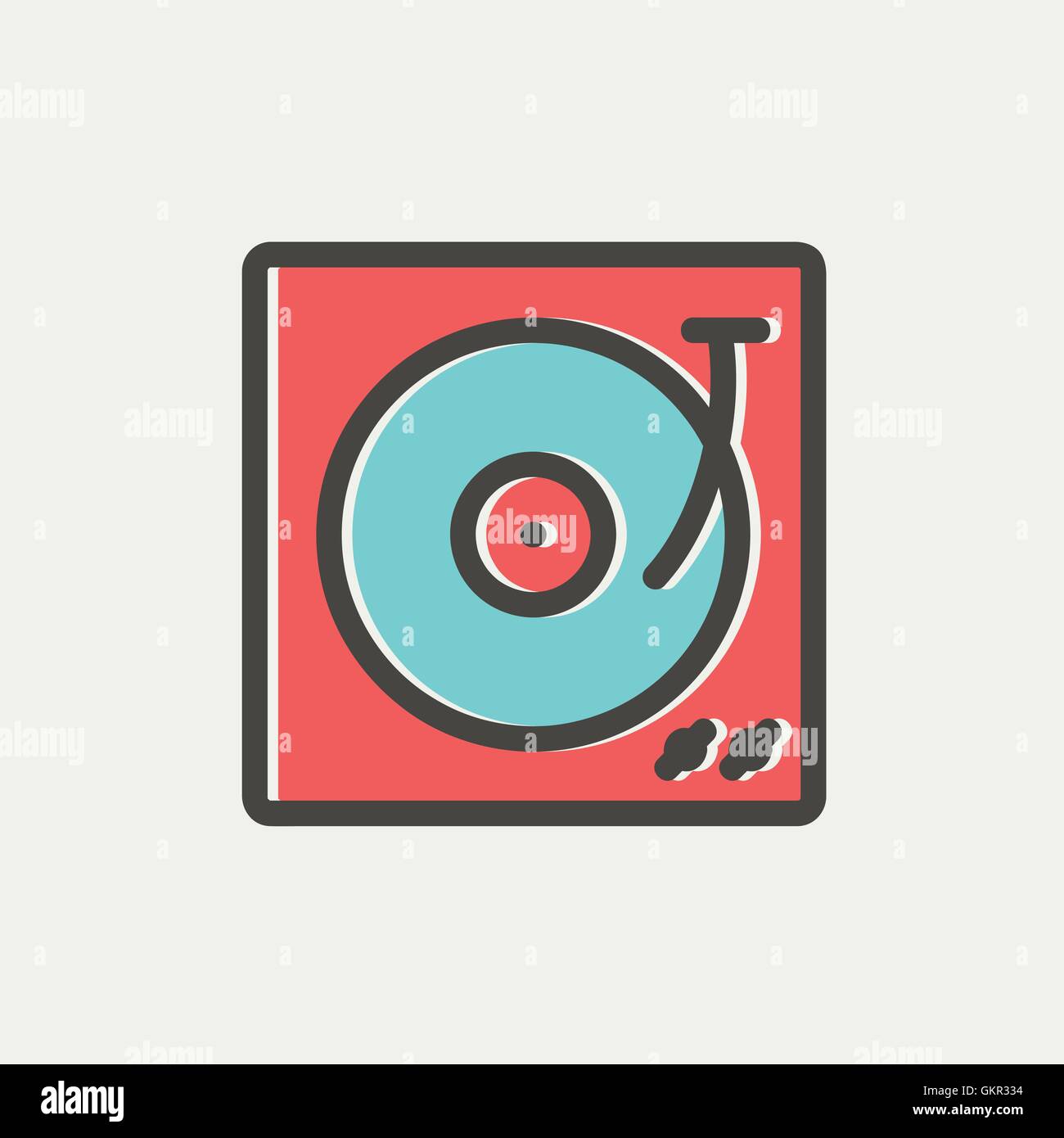 Turntable with vinyl disc thin line icon Stock Vector Image & Art - Alamy