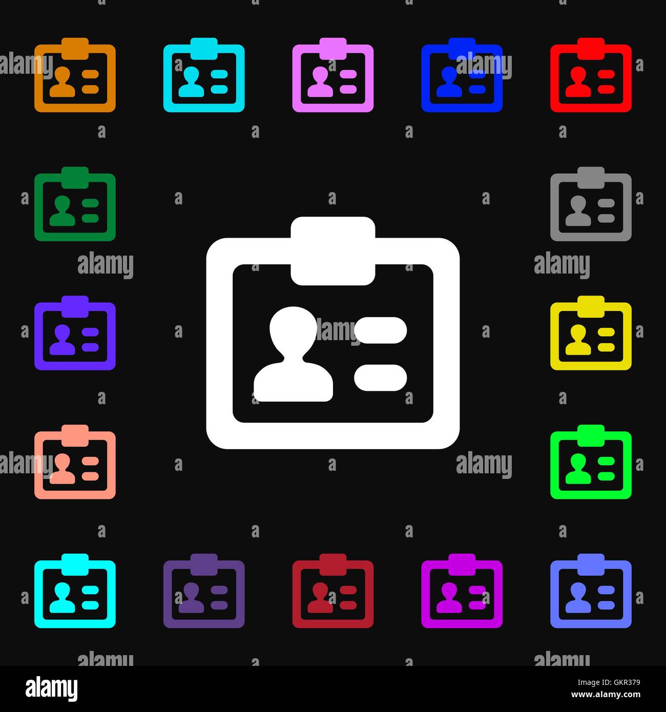 ID, Identity card icon sign. Lots of colorful symbols for your design ...