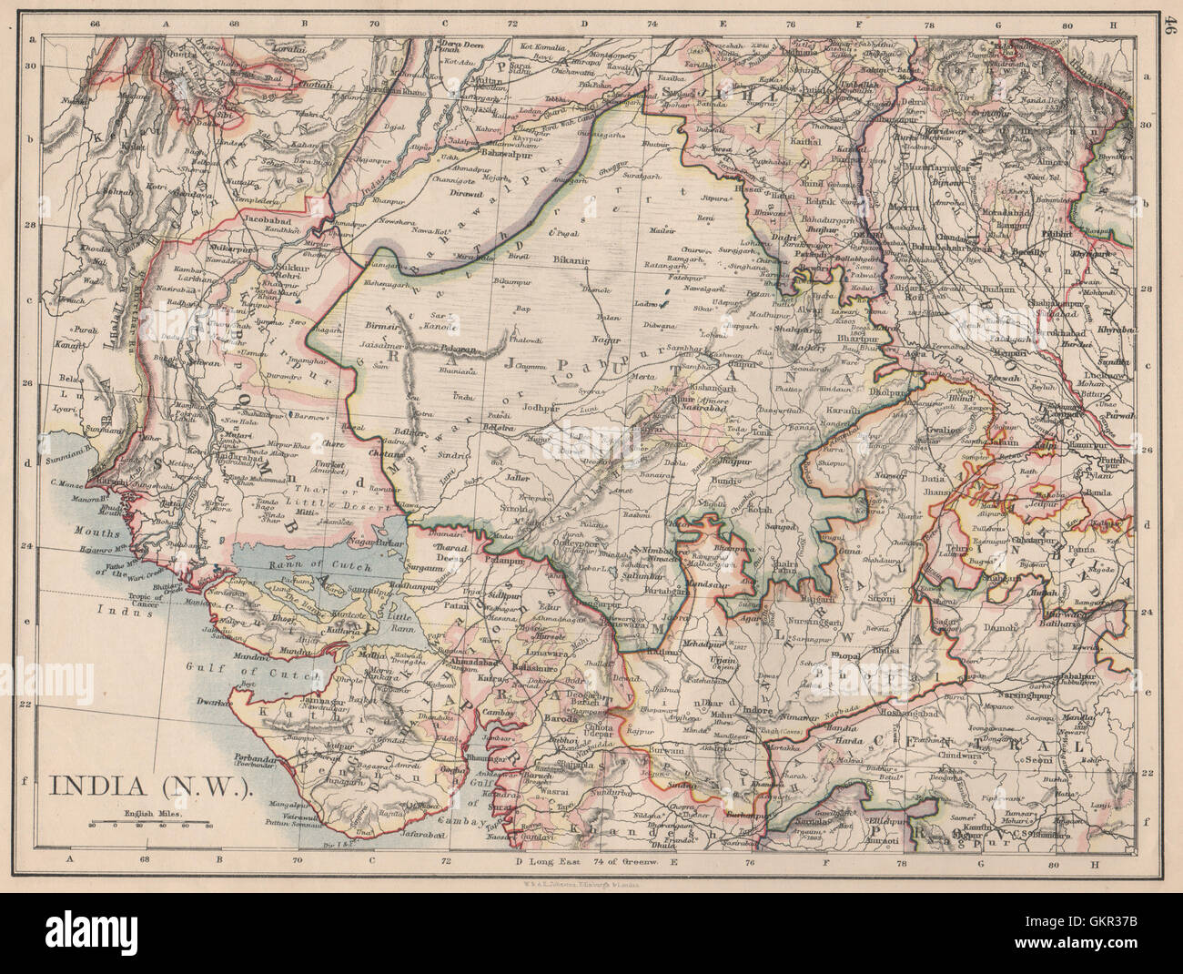 BRITISH INDIA NW. Rajputana (Rajasthan) Sindh Gujarat Malwa. JOHNSTON ...