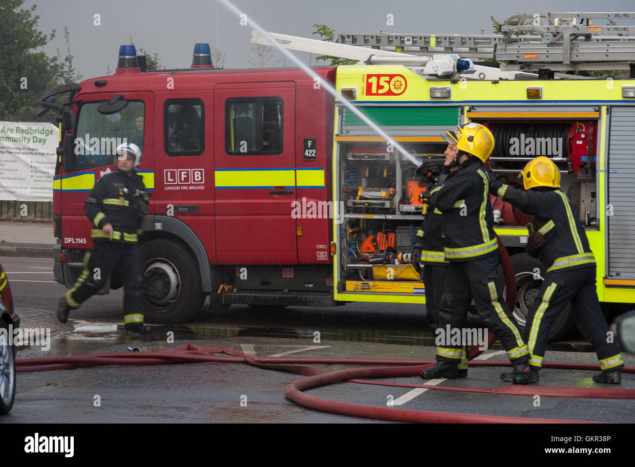 London Firefighters tackle a fire in a hotel under renovation Stock ...