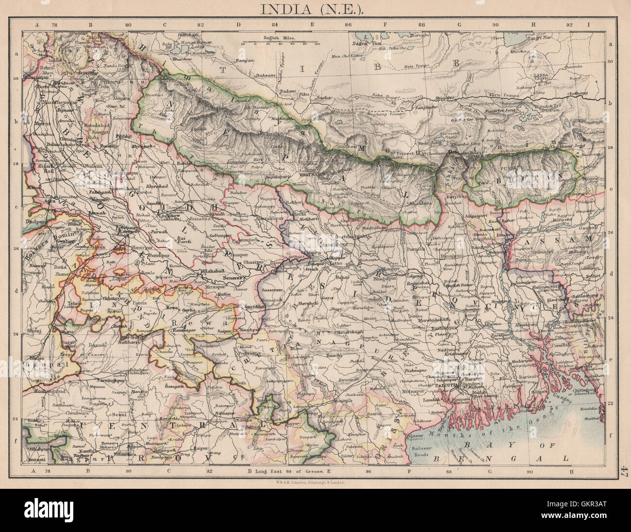 BRITISH INDIA NE. Bengal Nepal Bhutan Calcutta Bangladesh. JOHNSTON ...