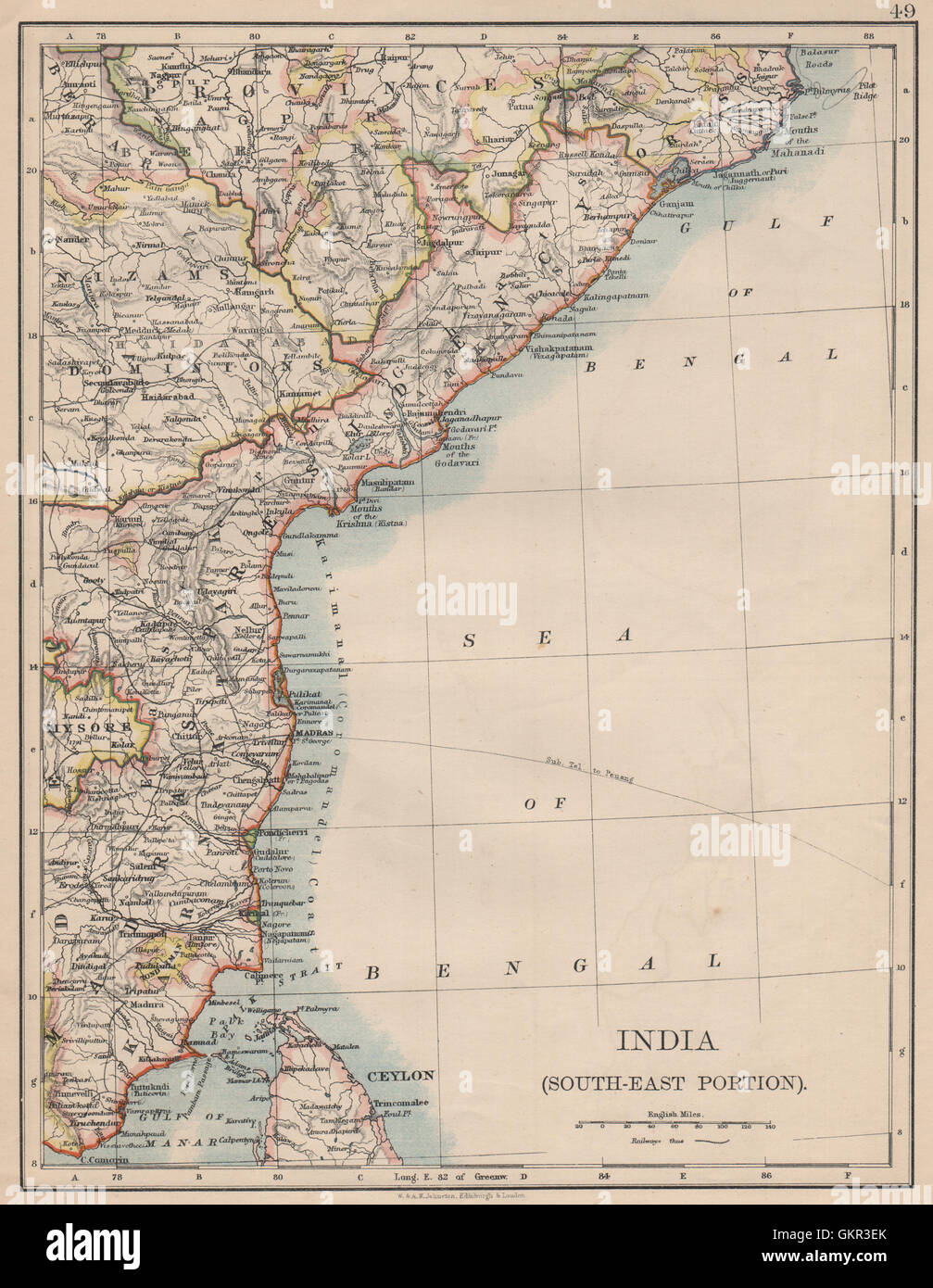 BRITISH INDIA SE.Madras Karnatak. French Karikal Pondicherry.JOHNSTON ...