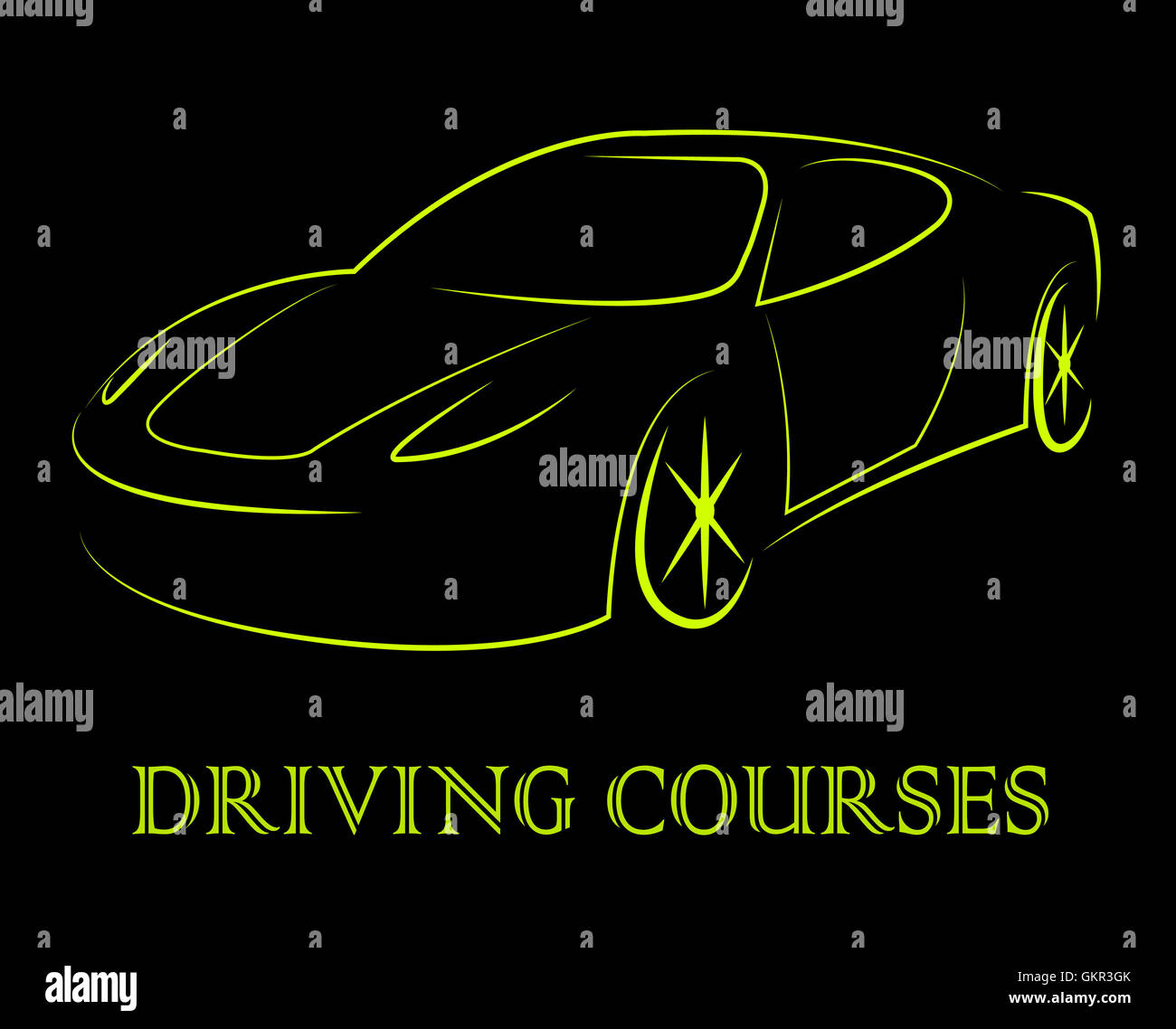 Driving Courses Means Car Program Or Vehicle Driver Lesson Stock Photo ...