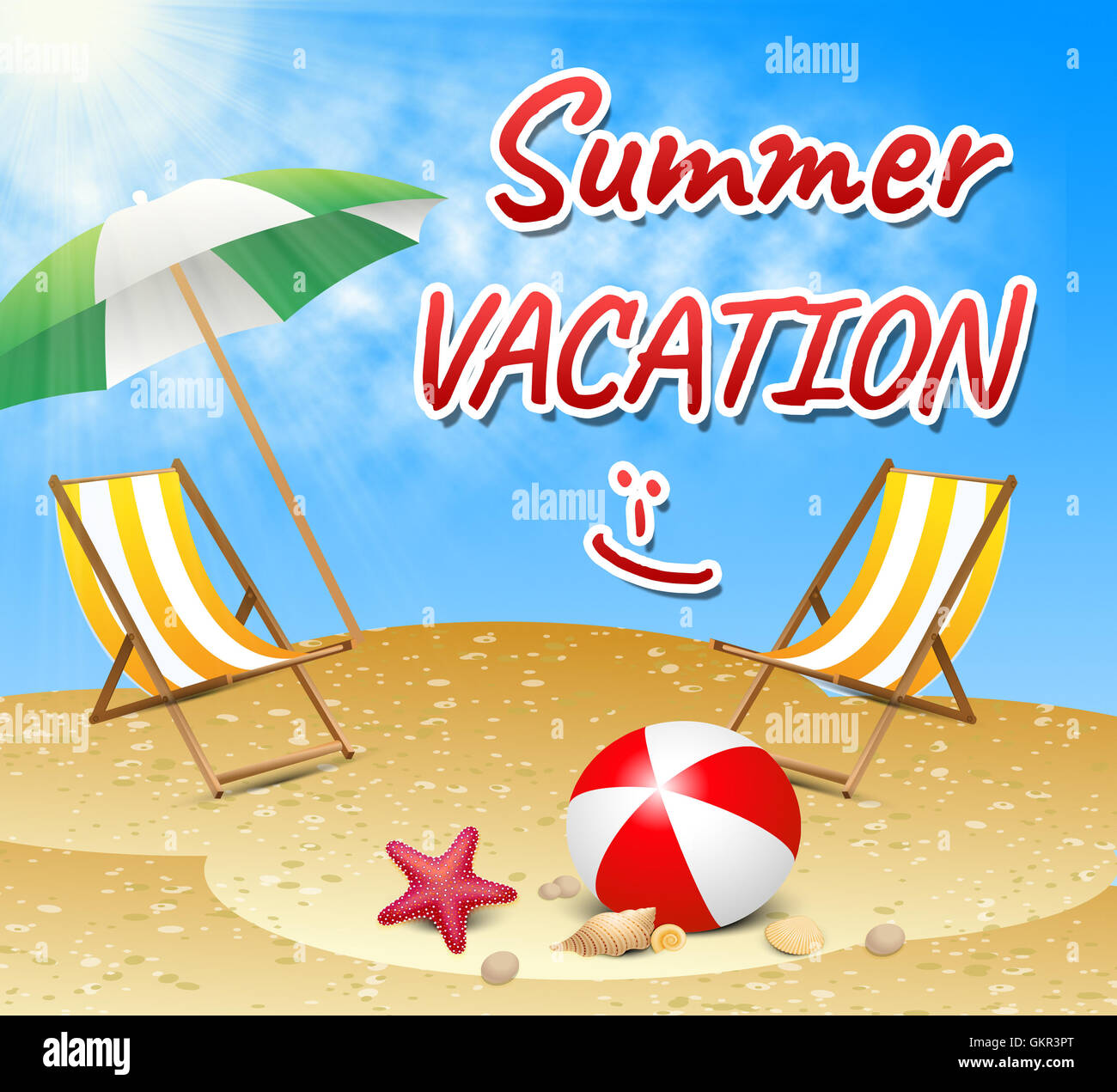 Summer Vacation Showing Vacation Season Beach Getaway Stock Photo - Alamy