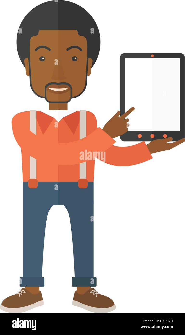 Black guy holding a digital tablet Stock Vector Image & Art - Alamy