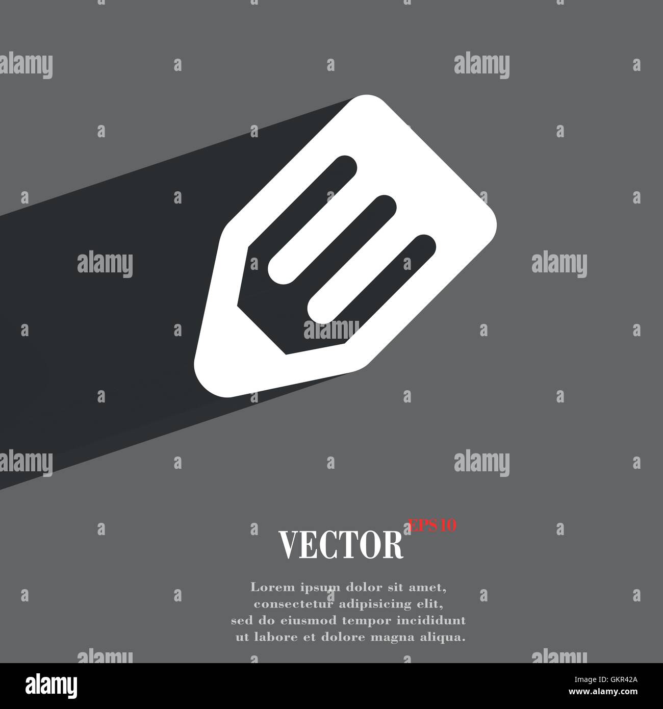 pencil icon symbol Flat modern web design with long shadow and space ...