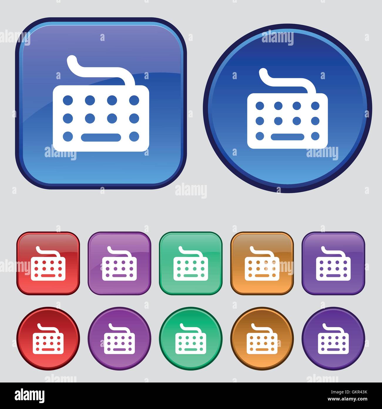 keyboard icon sign. A set of twelve vintage buttons for your design ...