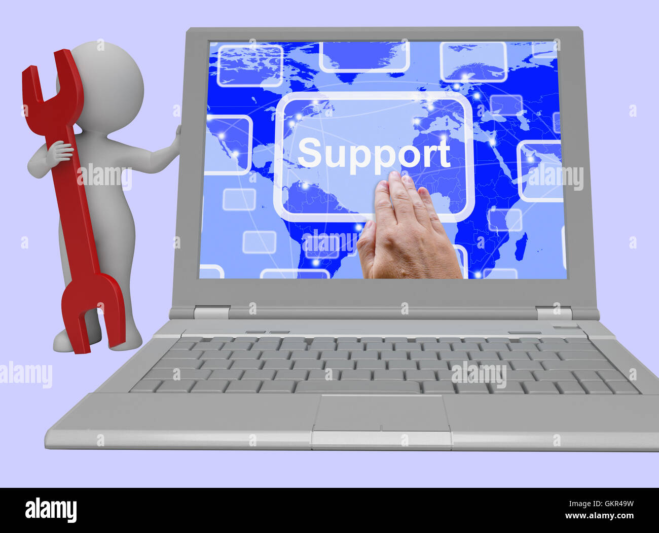 Support Laptop Shows Help And Assistance Online 3d Rendering Stock ...