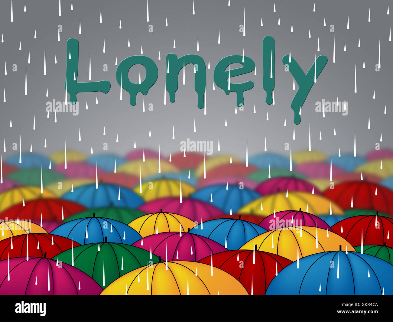Lonely Rain Indicating Isolated Friendless And Rejected Stock Photo - Alamy
