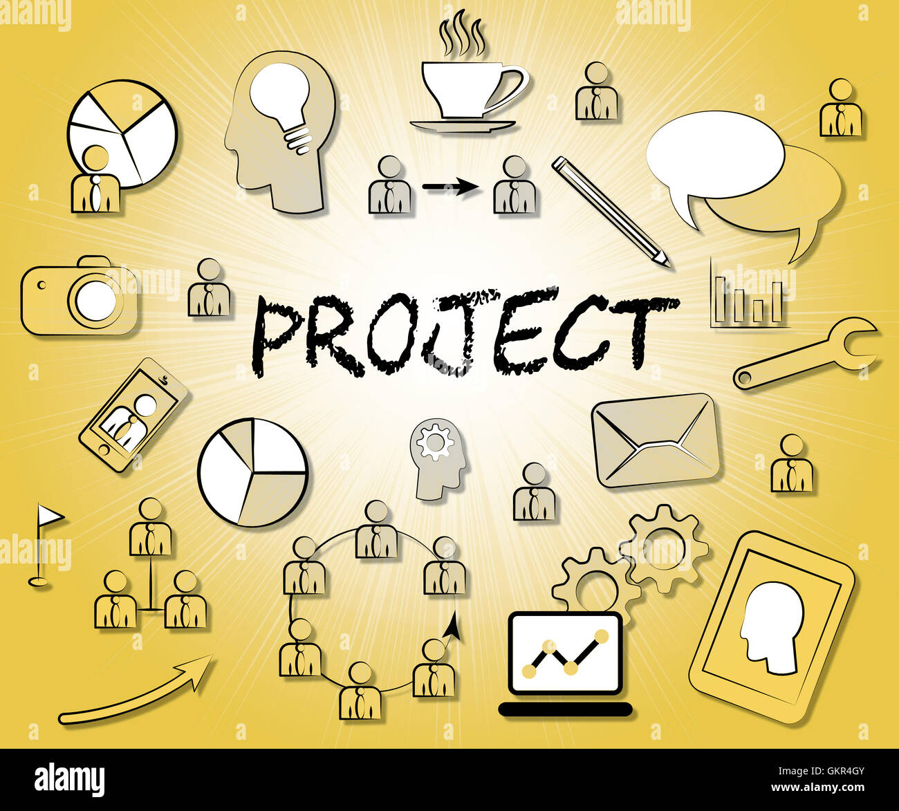 Project Icons Representing Task Plan Or Programme Stock Photo - Alamy